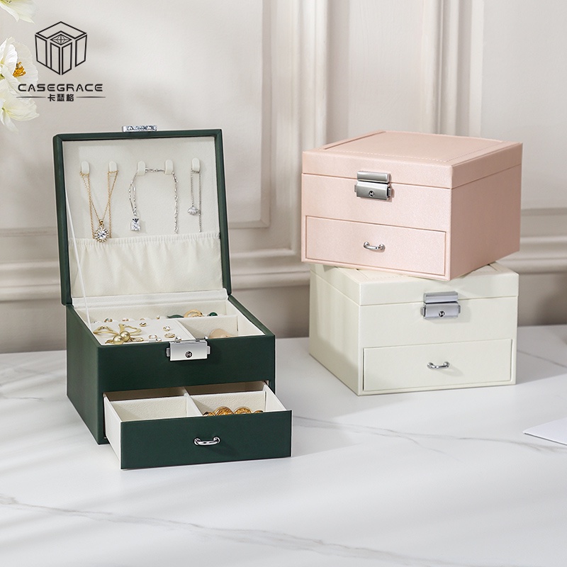 Casegrace Travel Jewelry Box Storage Loft Flexible Double-Layer Small ...