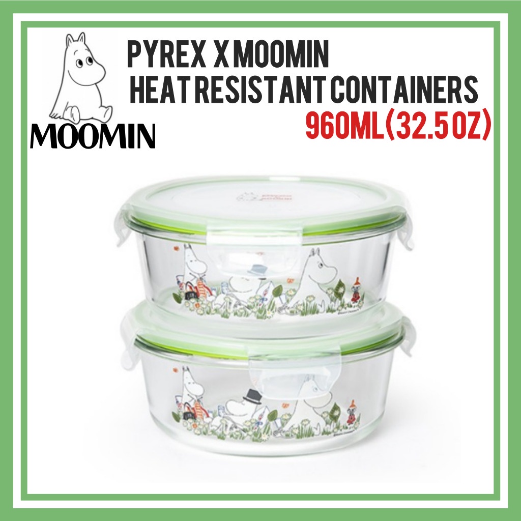 PYREX x MOOMIN Heat-resistant Round Container 960ml(32.5 oz) 2p Set ...