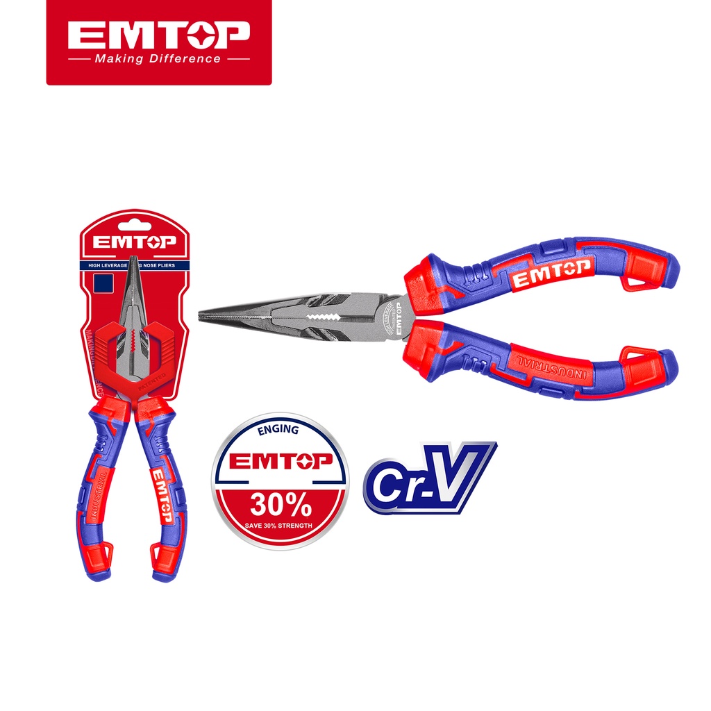 EMTOP 6"Portable Professional Dipped Handle High Leverage Long Nose ...