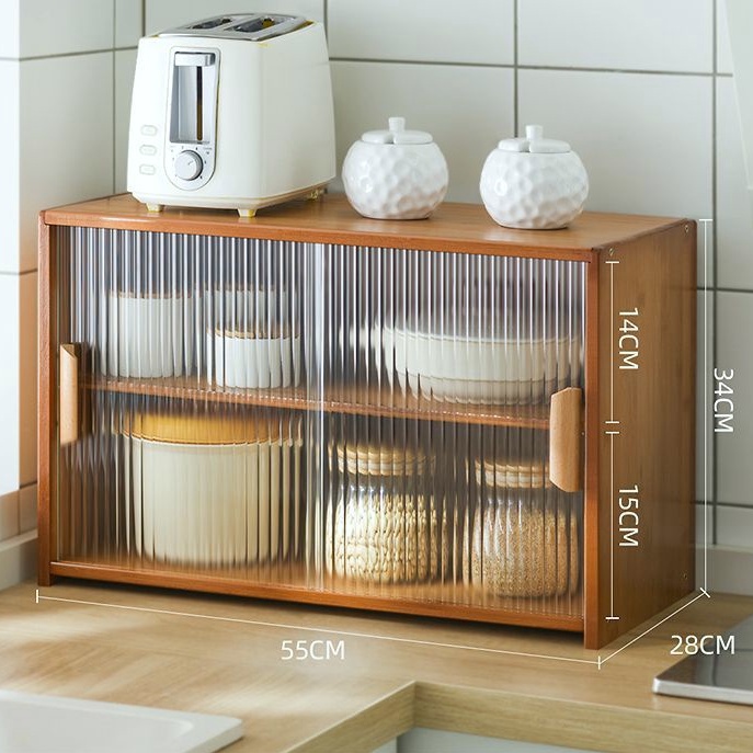 Kitchen storage cabinet glass door cabinet special thick shelf ...