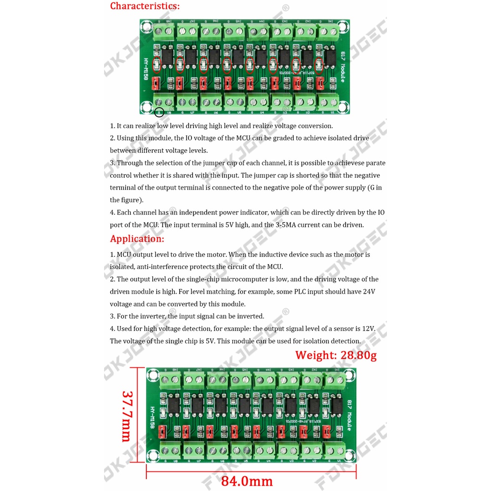 PC817 2 4 8 Channel Optocoupler Isolation Board Voltage Converter ...