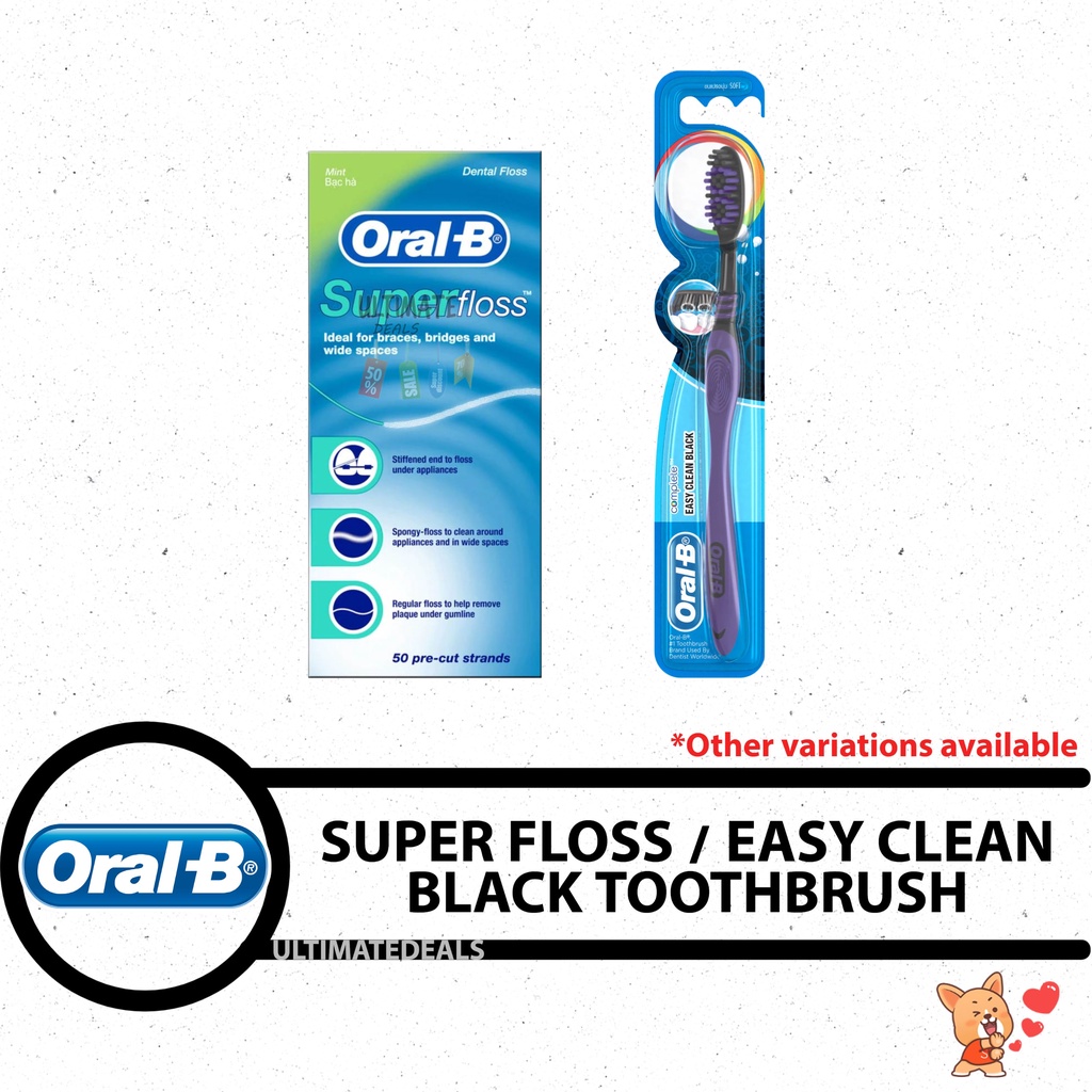 Oral-B® Easy Clean Toothbrush/ SUPER FLOSS - 50 Pre-Cut Mint Dental ...