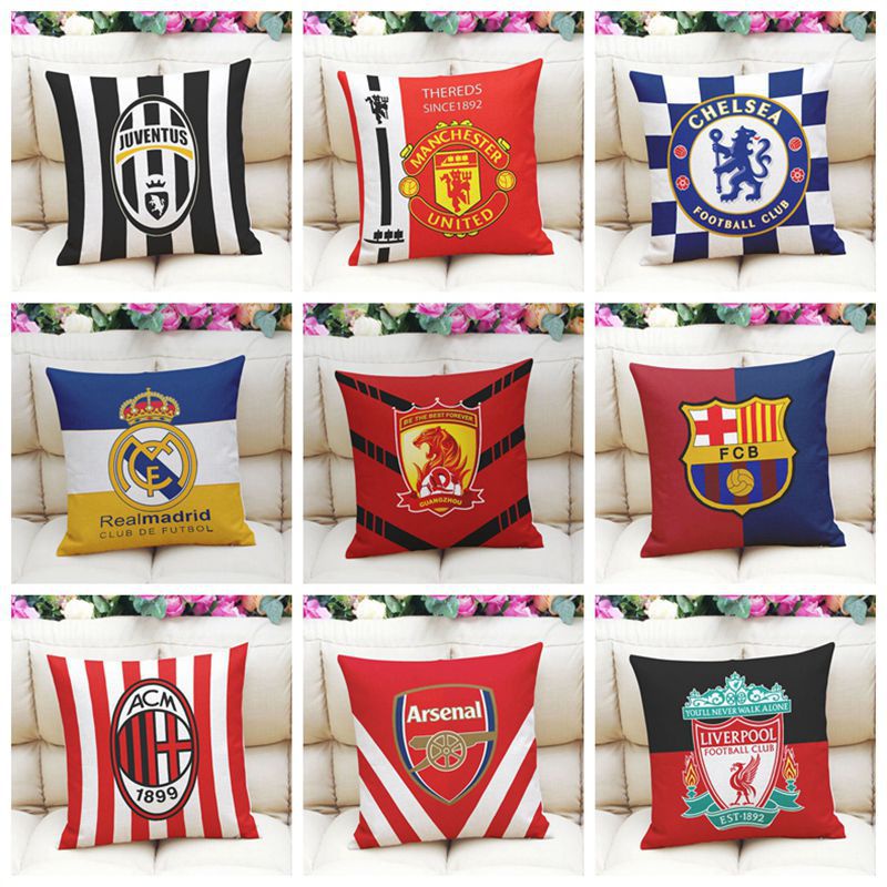 Football Club Logo Cushion Cover Liverpool Chelsea Home Decor Cotton ...