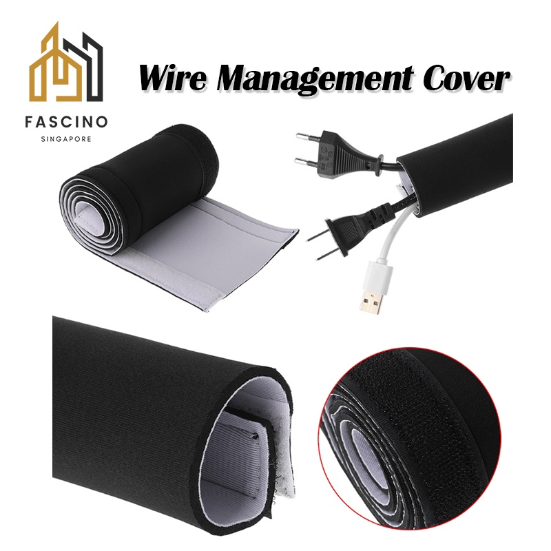 【SG】Wire Management Cover Hook & Loop Type Sleeve Flexible Neoprene ...