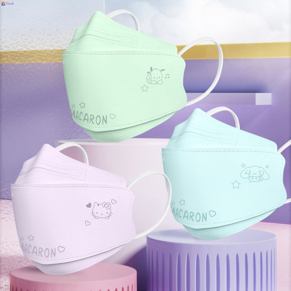 Macaron Color 3d Mask Kf94 Korean Design Flat Cartoon Figures Hello ...