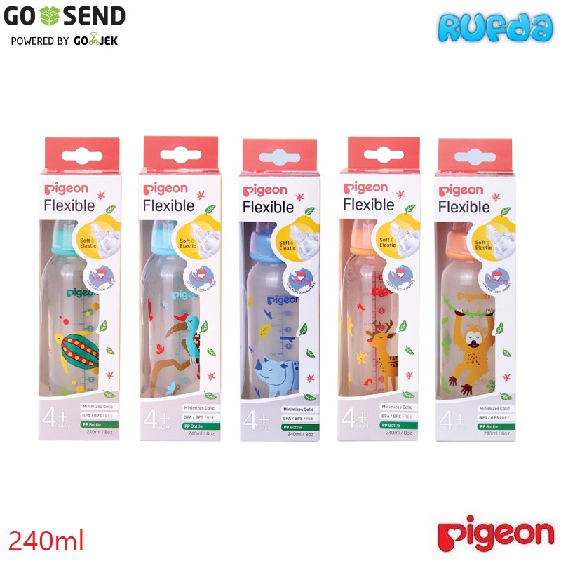 Pigeon Flexible 240ml Milk Bottle Slim Standard Narrow Neck Baby Bottle ...