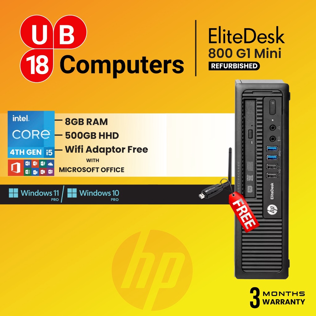 HP Elitedesk 800 G1 SFFi Desktop Core i5 4th GEN, Windows 11 PRO , MS ...