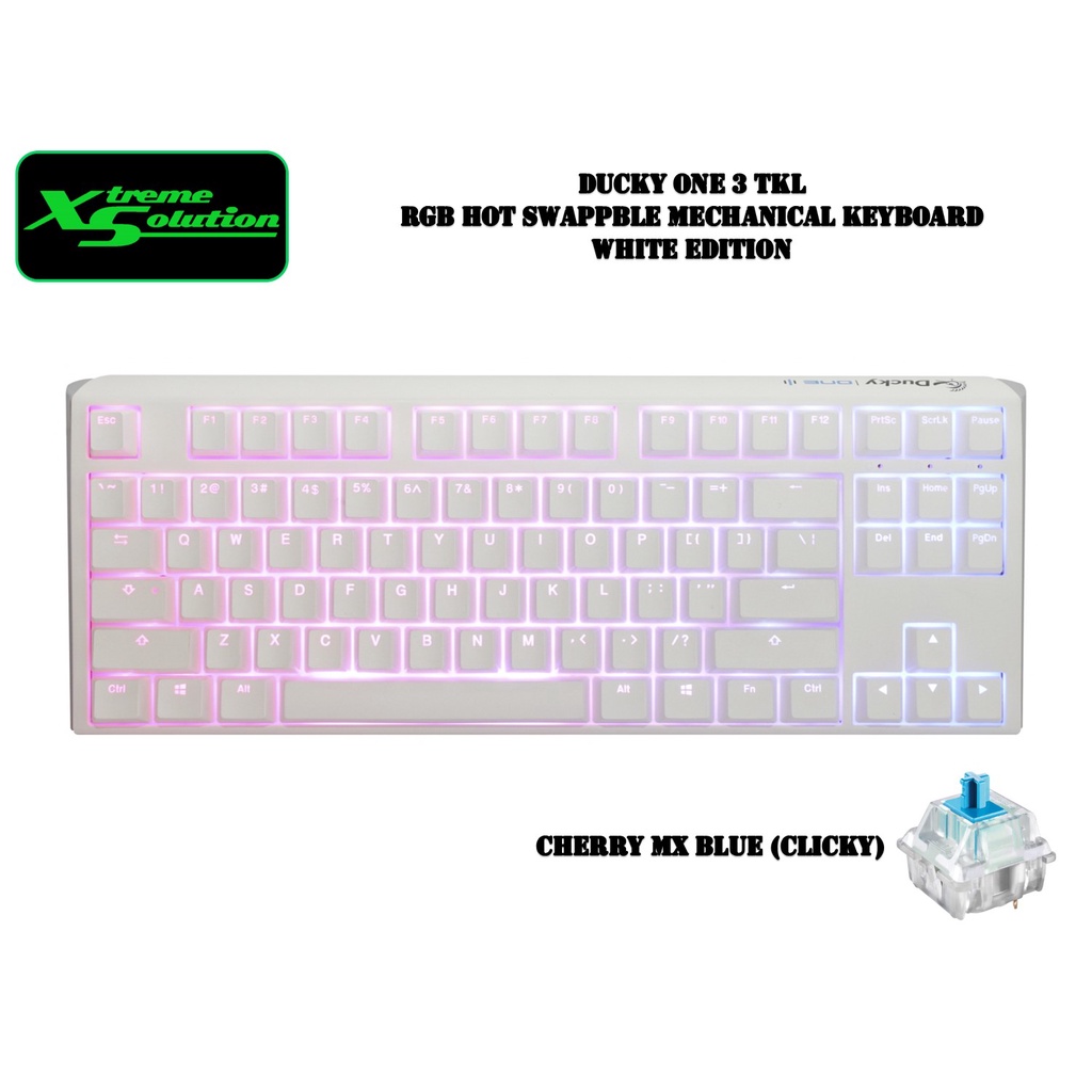 Ducky One Classic Tkl Pure White Hot Swappable Mx Red Rgb Pbt Teclado ...