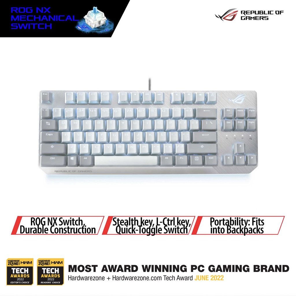 ASUS ROG Strix Scope NX TKL Moonlight White wired mechanical RGB gaming ...