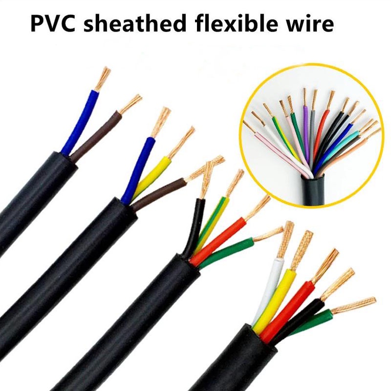 RVV Cable 0.3mm2/0.5mm2/0.75mm2 2 3 4 5 6 7 8 10 Cores PVC Sheathed Flexible Wire Control Signal ...