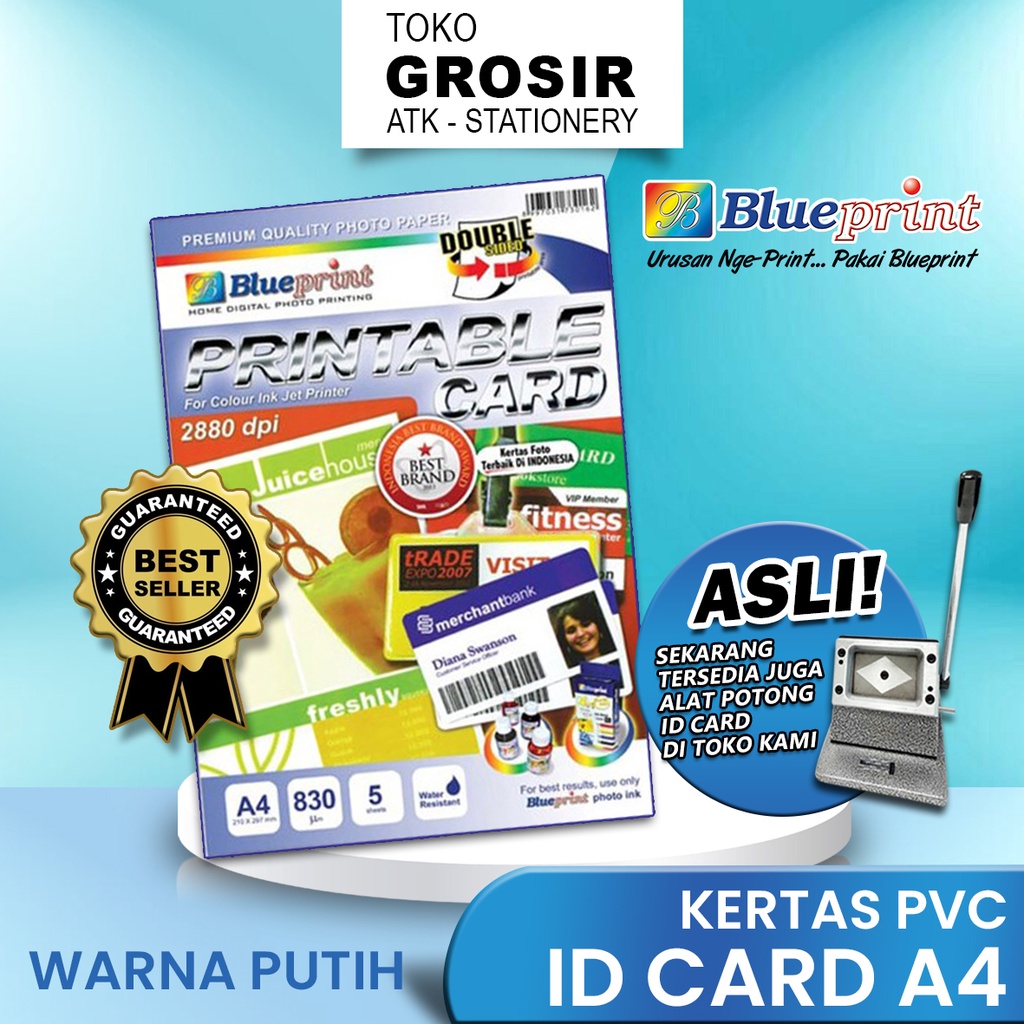 Idcard ID Card A4 BLUEPRINT Printable Card White Double Side PVC Paper ...