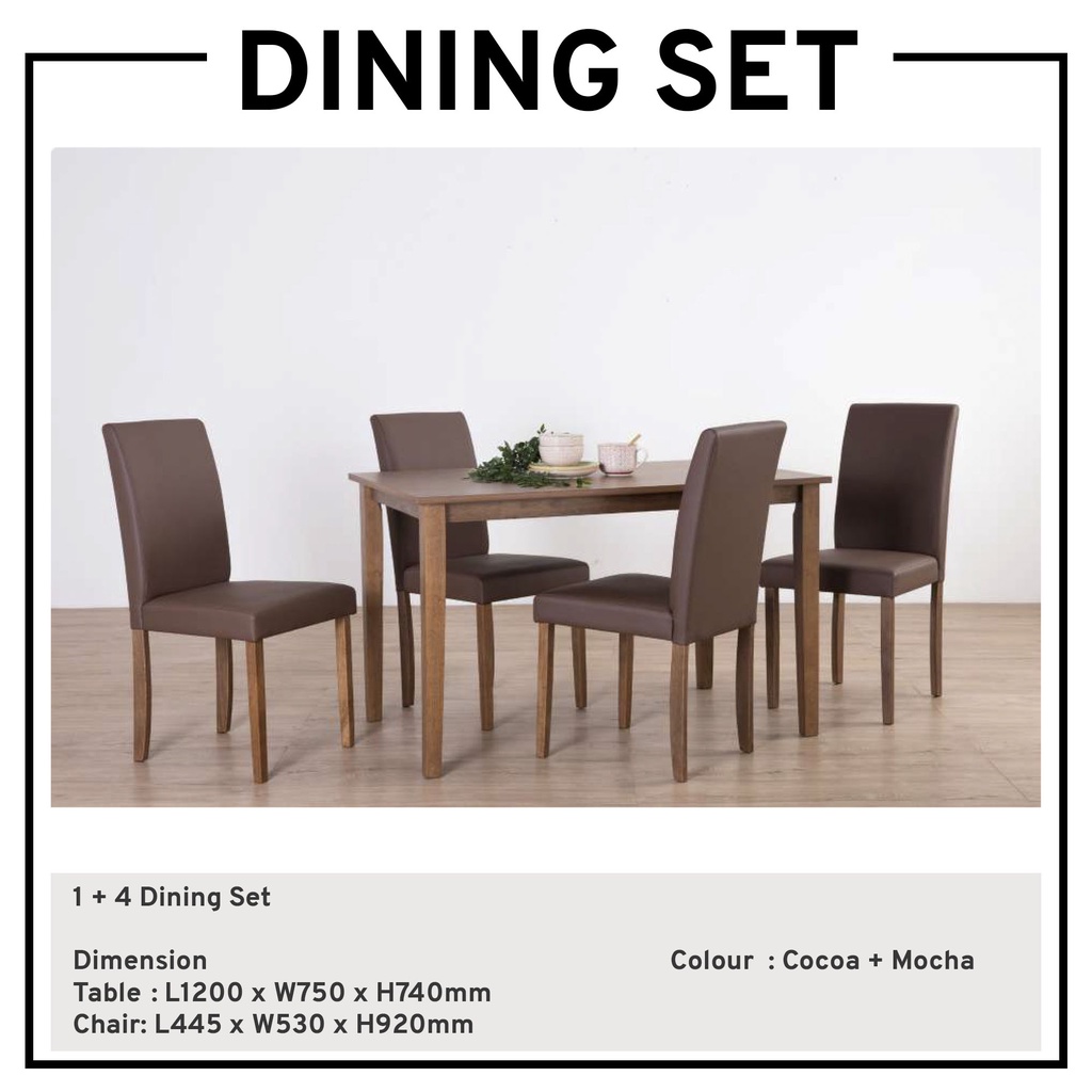 Dining Set 1+4 Dining Table Pu Leather Chair Wooden Dining Set 4 Seater ...