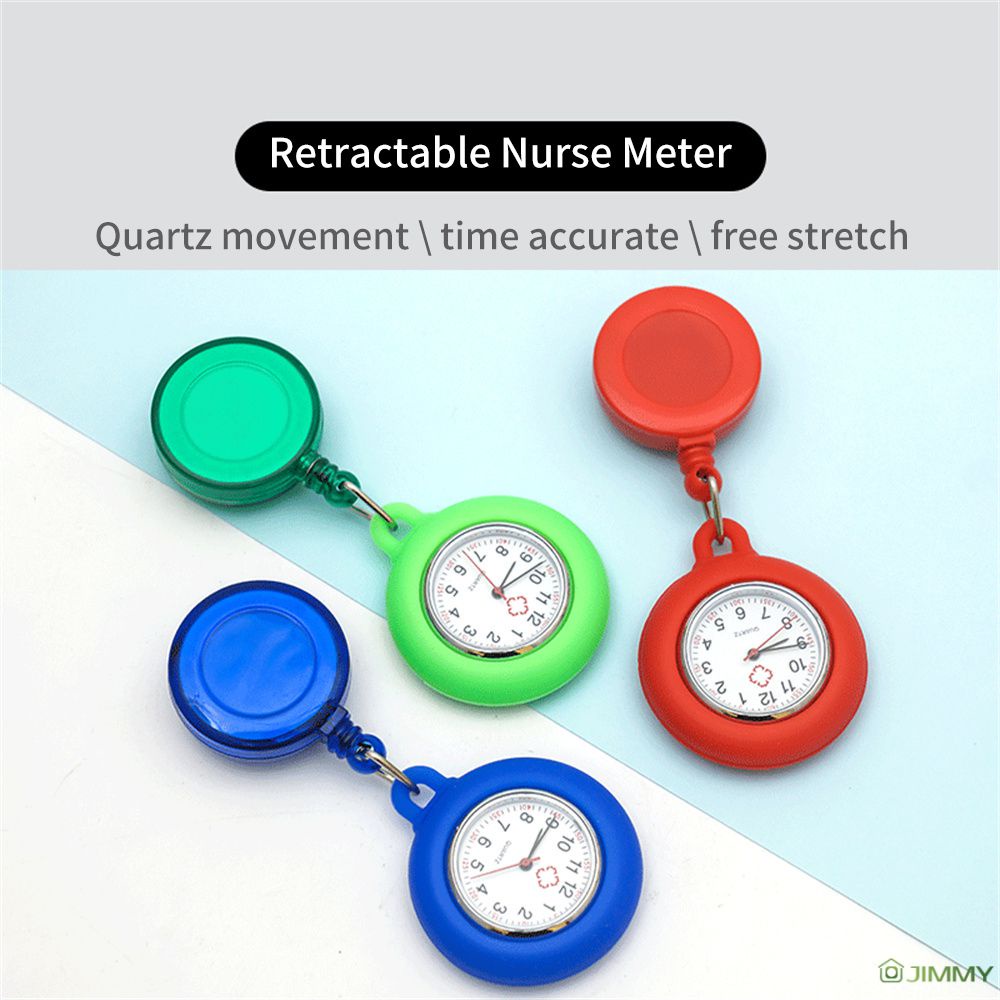 ღ Student Silicone Pocket Watch Pull Button Nurse Watch Kids Hospital ...