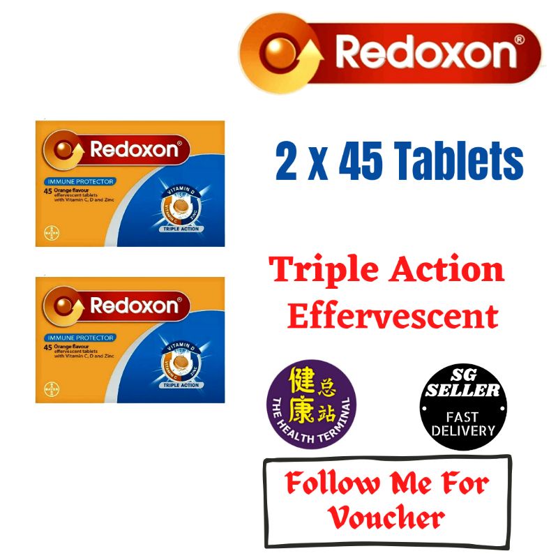(2 BOX) Redoxon Triple Action Vitamin C (45 x 2) Tablet Effervescent ...