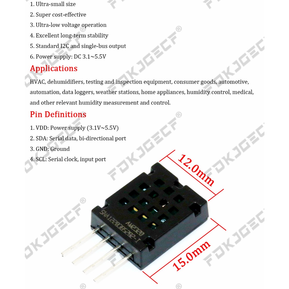 Digital Temperature Sensor / Humidity Sensor DHT11 DHT22 DHT20 AM2302 ...