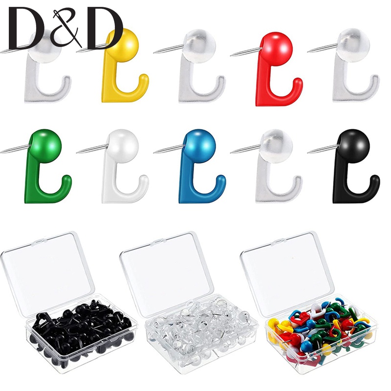 50pcs Push Pin Hooks Push Pin Hanger Thumb Tacks Colorful Marking Pins ...
