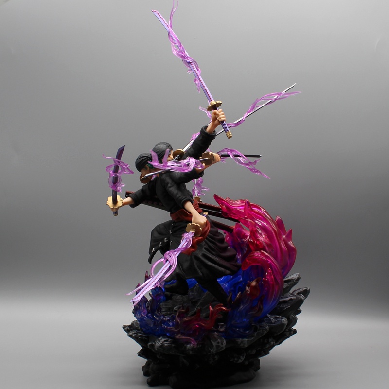 40cm One Piece Zoro Anime Figures Wano Onigashima 9 Swords Style Action ...
