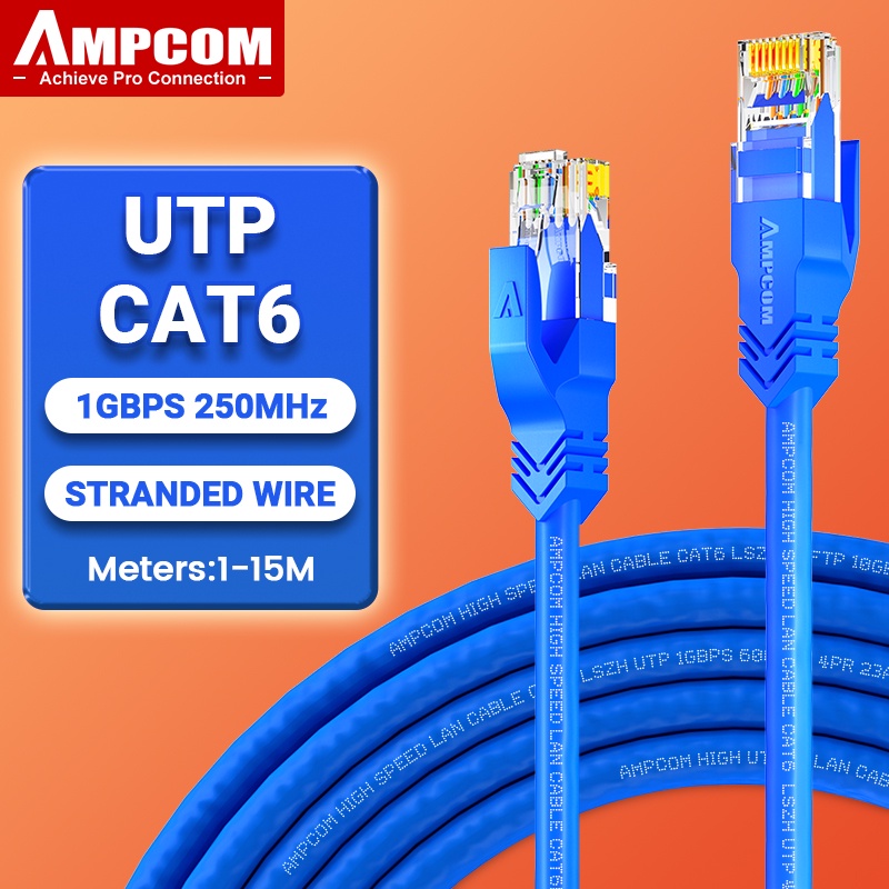 AMPCOM Ethernet Cable RJ45, CAT6 Lan Cable UTP CAT6 RJ45 Network Cable ...