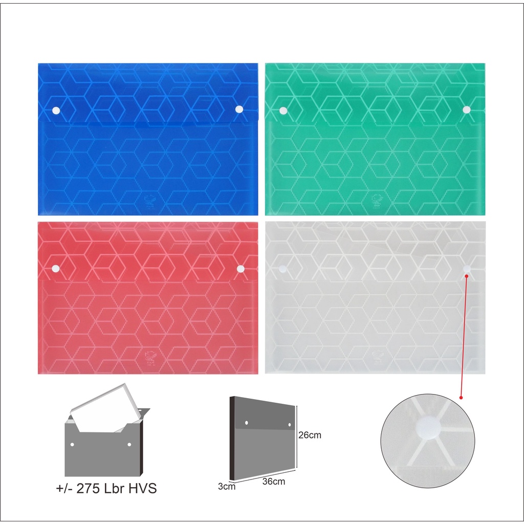 EAGLE Carry File Box Transparent 3 Cm Thick F4 (Folio) / 2-Button ...