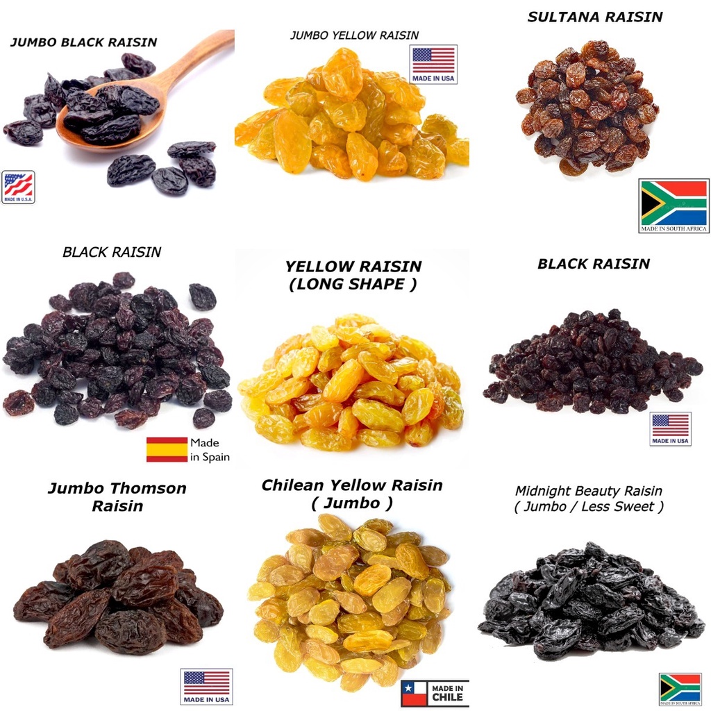 250g | 500g (ALL RAISIN ) JUMBO BLACK RAISIN / JUMBO YELLOW RAISIN USA ...