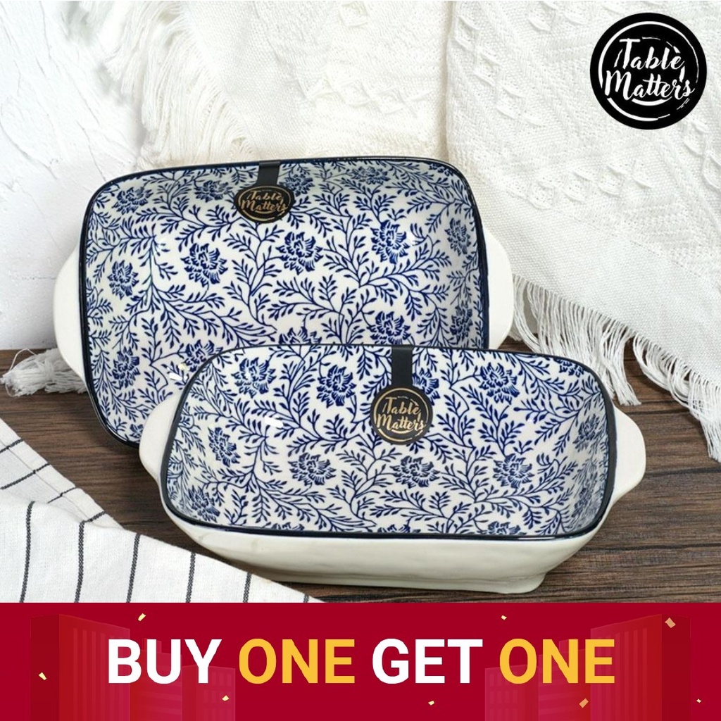 [Buy 1 Get 1] Table Matters - Floral Blue - 8.5 inch Baking Dish with ...