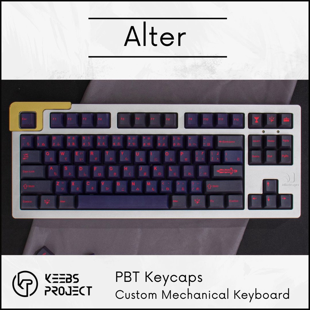 GMK Alter PBT keycaps | 129 keys | Dye-Sub | Dark blue | neon keycaps ...