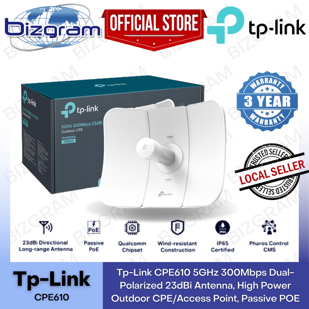 Tp-Link CPE610 5GHz 300Mbps Dual-Polarized 23dBi Antenna, High Power ...
