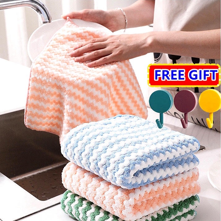 【3PCS 】 30*30CM Microfiber Kitchen Cleaning Cloths Super Soft Absorbent ...
