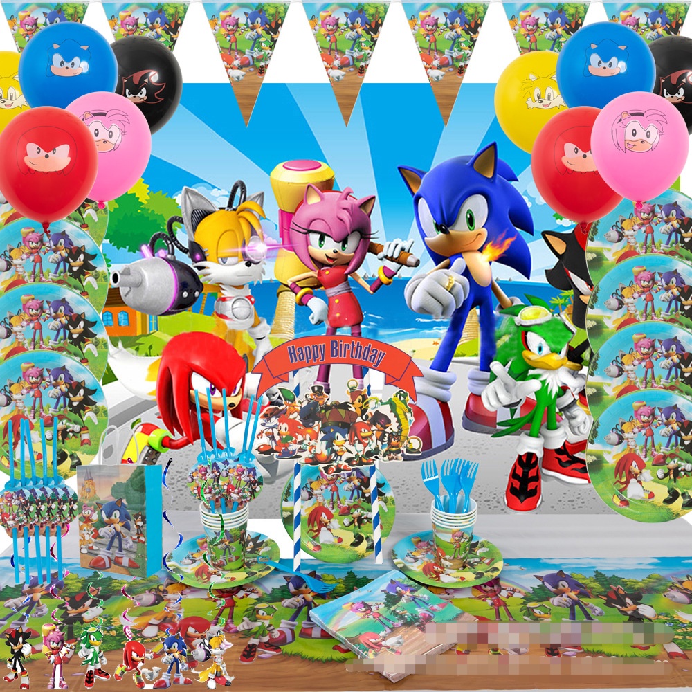 Party needs Sonic kids birthday party set party banner party background ...