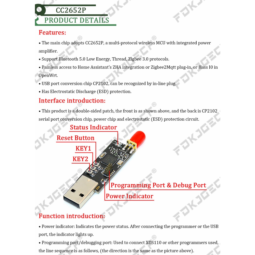 Wireless CC2652P CC2652 USB Dongle Zigbee Pack sniffer protocol ...