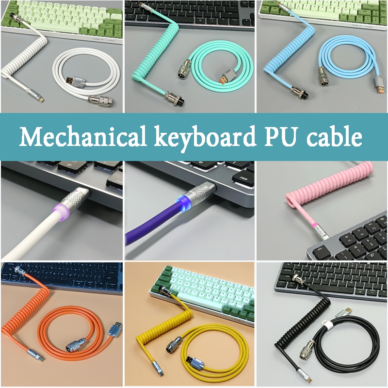 Mechanical Keyboard Customized Coiled Cable Wire GX16 Aviator USB Type ...