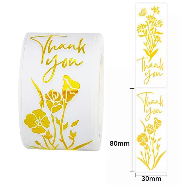 Thank You Sticker Gold Foil Decorative Label Gift Hampers Jar Jar 8 x 3 ...