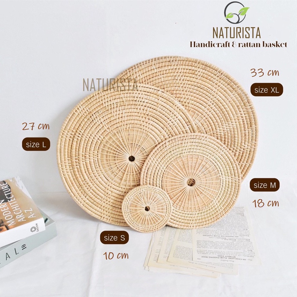 Round Rattan Placemat Heat Insulation Hand Weaving Nordic Pelapik ...