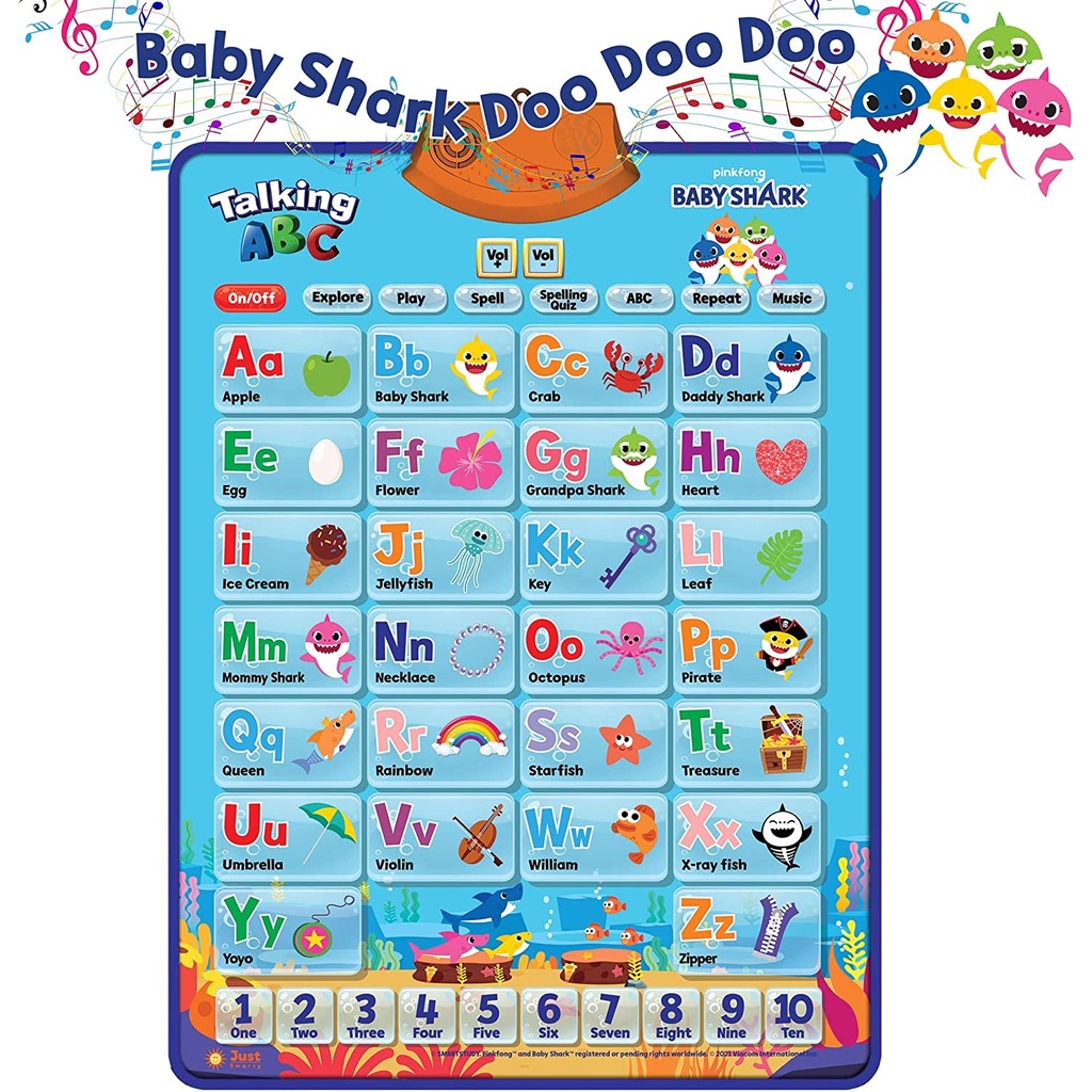 Pinkfong Baby Shark Talking and Signing Alphabet Learning Poster ...