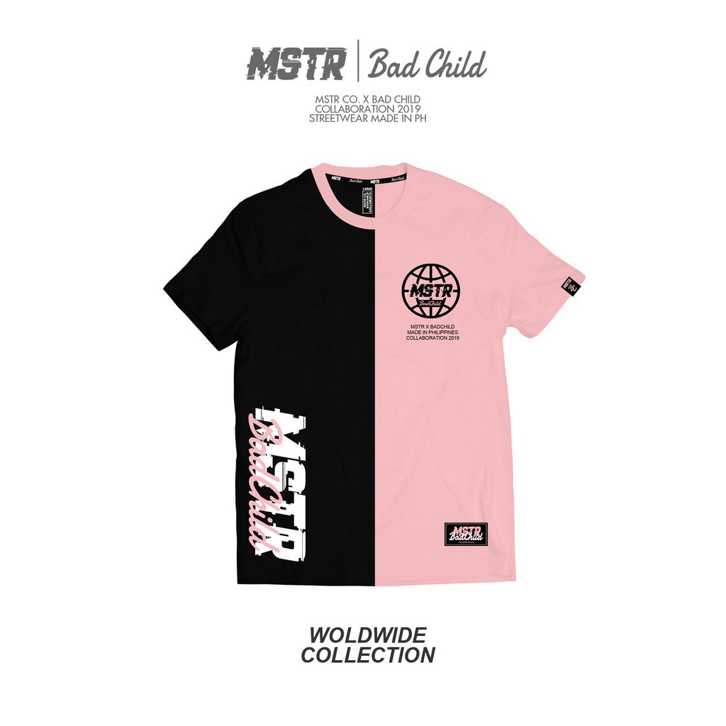 MSTR CO. X BADCHILD - TWO TONE Men T-Shirt (Black-Pink) | Shopee Singapore
