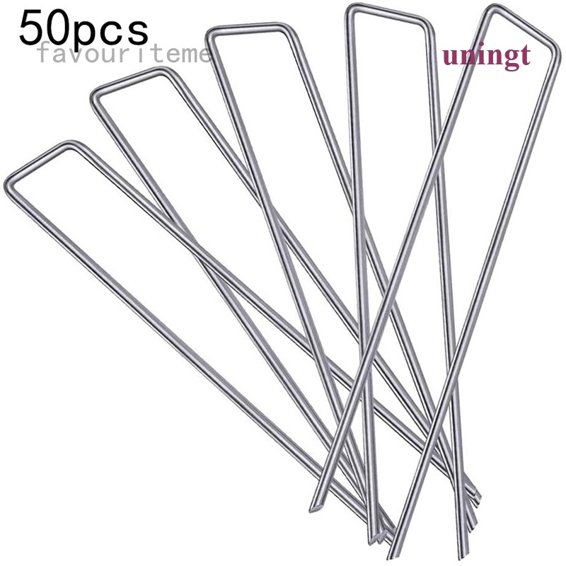 uningt 50 Pcs Stainless Steel U-Shaped Gardening Nail Lawn Fixer ...