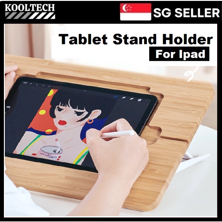 Tablet Stand Holder Adjustable Foldable,Multi-Angle Bamboo Wooden ...