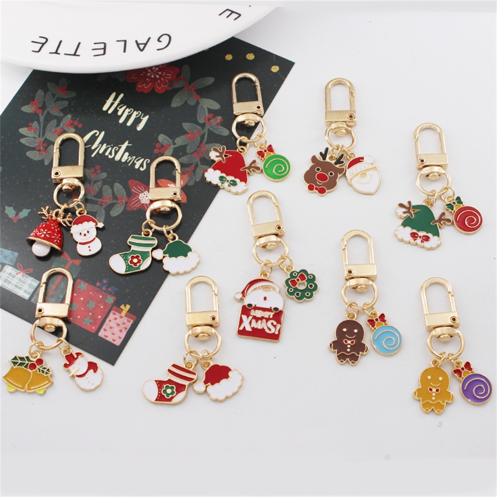 Fashion Christmas Keychain Cute Christmas Santa Claus Bell Elk ...