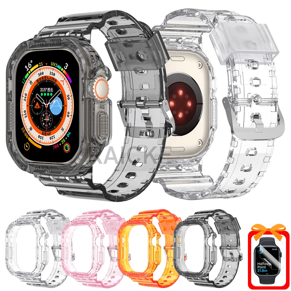 Silicone Strap Band Bracelet with Case Cover for iWatch Ultra 11/10/9/8 ...