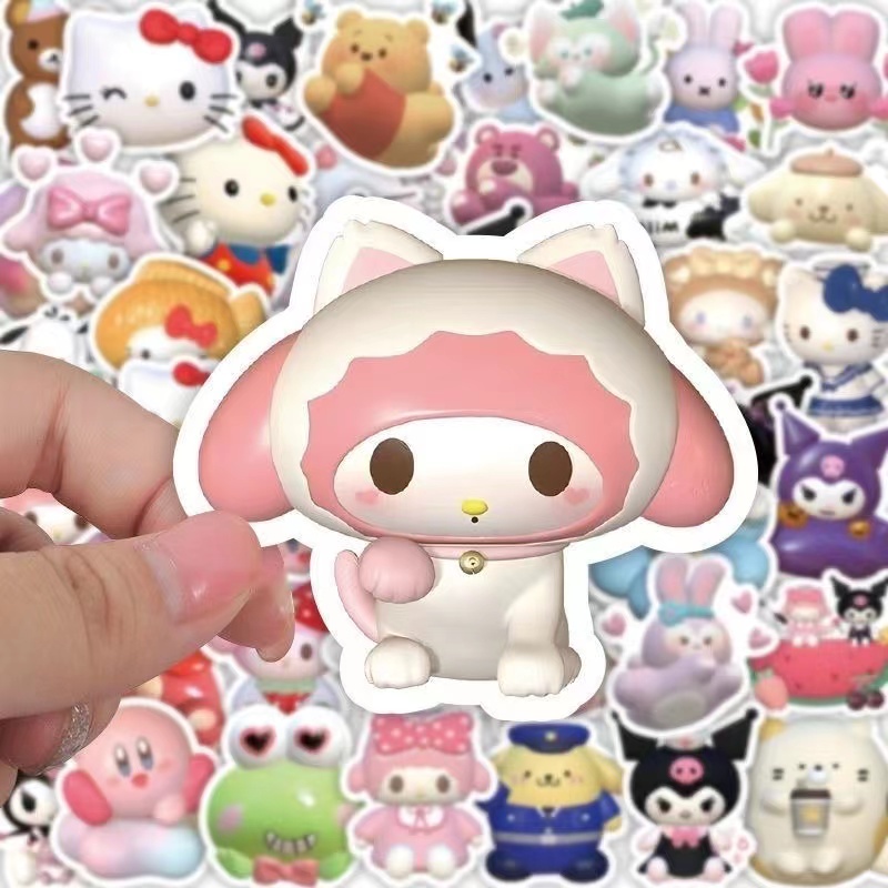 【100pcs】3D Sanrio Stickers Cute Cartoon Sticker Kuromi\HelloKitty ...