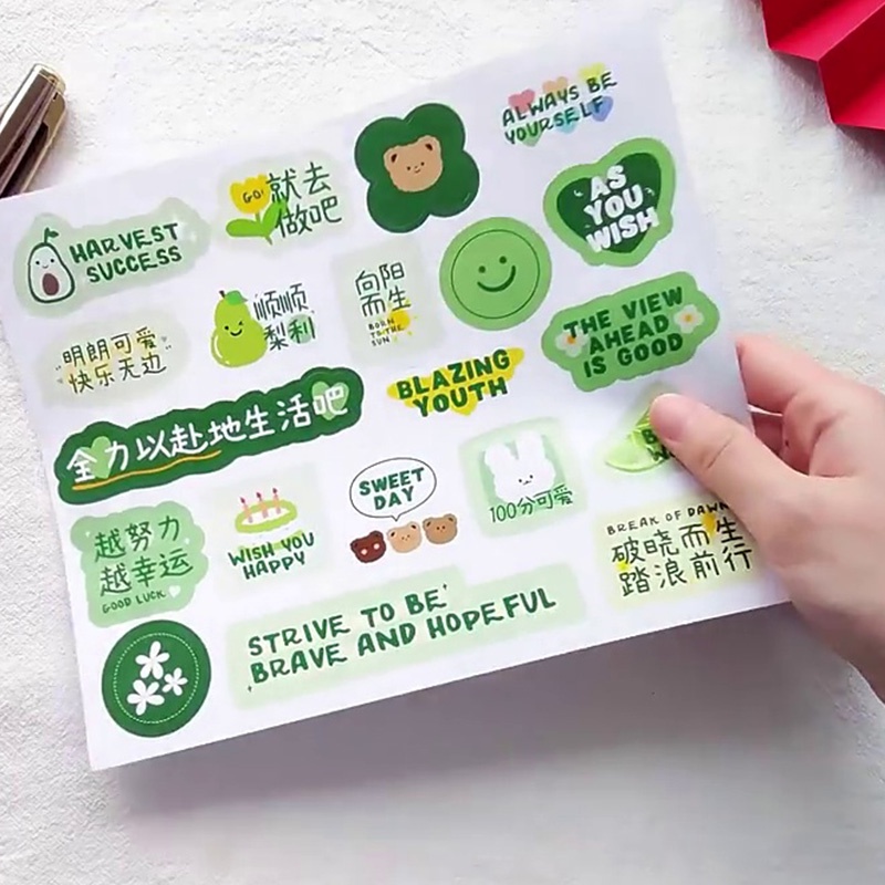 20 Pcs Assorted Text Deco Stickers Waterproof DIY Tearable Stickers ...