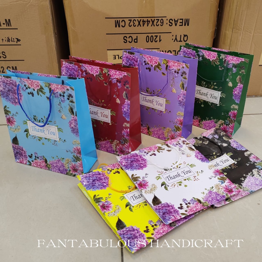 100PCS Paper Bag Goodies Beg Kertas Full Printed Flower size M n L ...