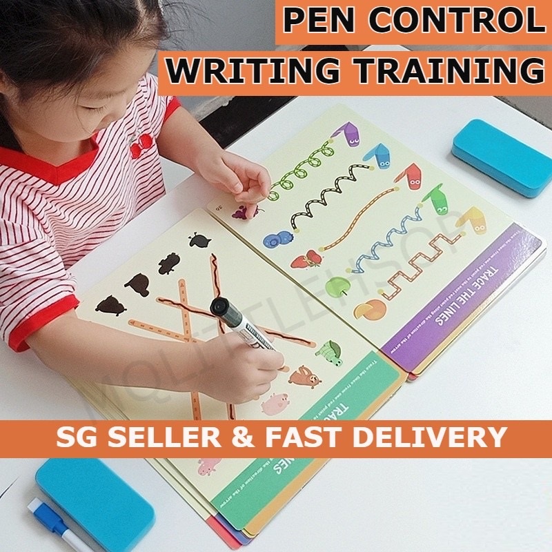 [SG Seller] Pen Control Training Cards Set Tracing book Writable ...