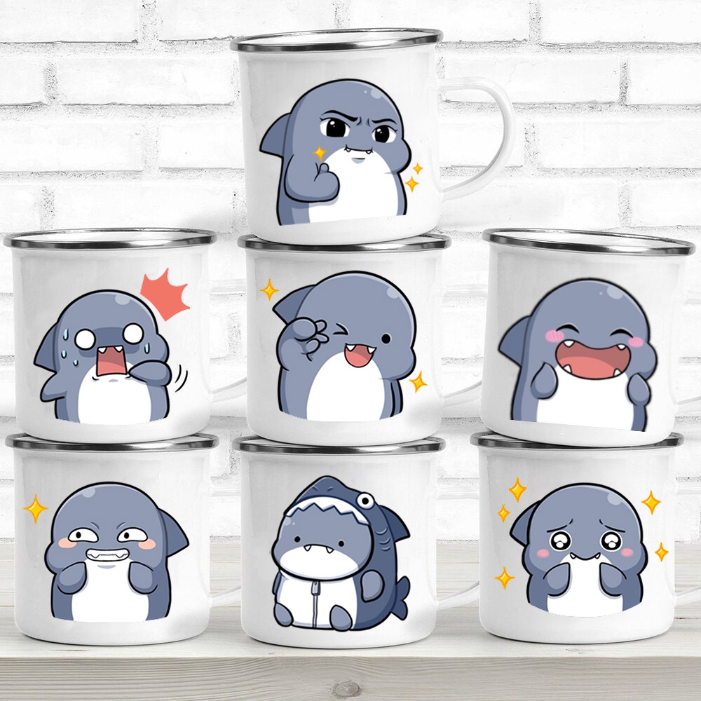 Shahimi Shark Creative Enamel Coffee Cup Cartoon Shark Party Beer Juice ...