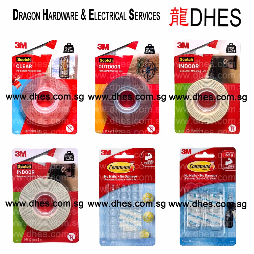 3M Scotch Mounting Indoor Outdoor Tape Command Utility Hook Mini Hook ...