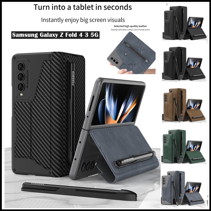 For Samsung Galaxy Z Fold 4 3 5G Shockproof Armor Stand Leather Flip ...