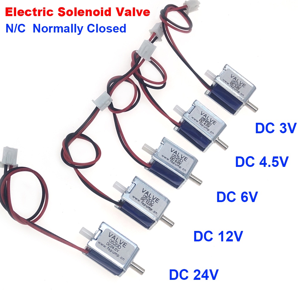 Small Mini Electric Solenoid Valve DC 3V 4.5V 6V 12V 24V N/C Normally ...