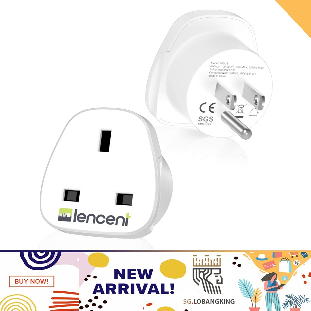 [instock] LENCENT 2X UK to US USA America Plug Adapter, Grounded ...