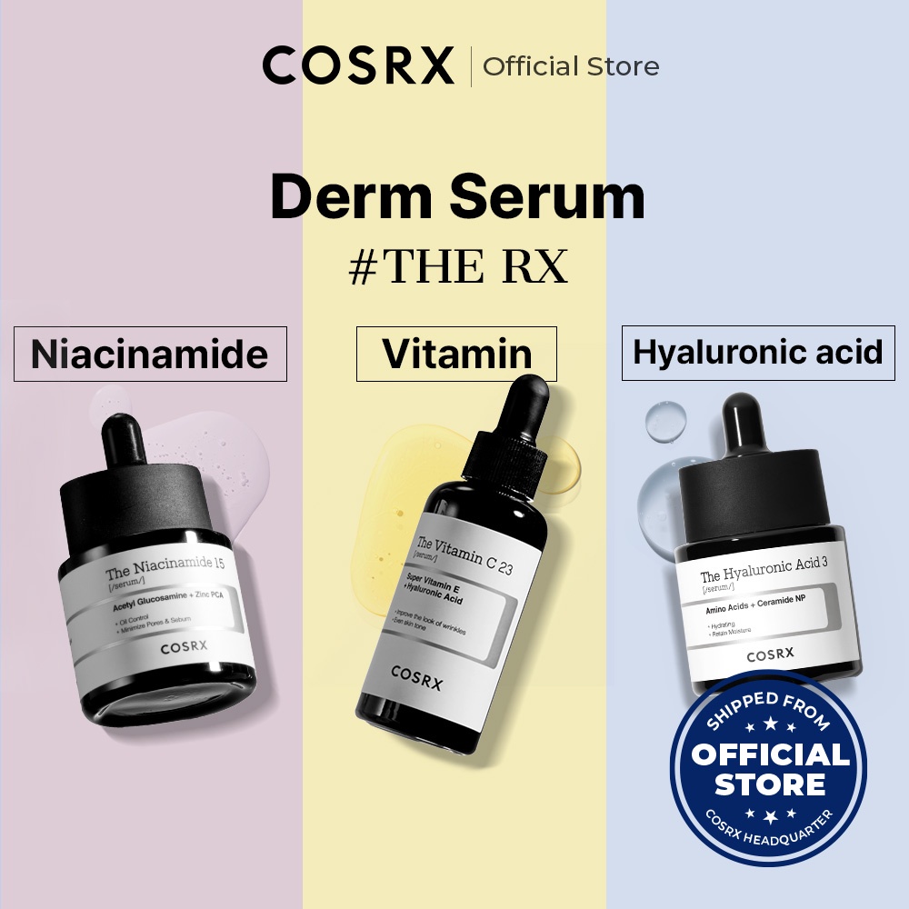 [COSRX OFFICIAL] The RX – Derma serums (20ml), The Niacinamide 15, The Vitamin C 23, The ...