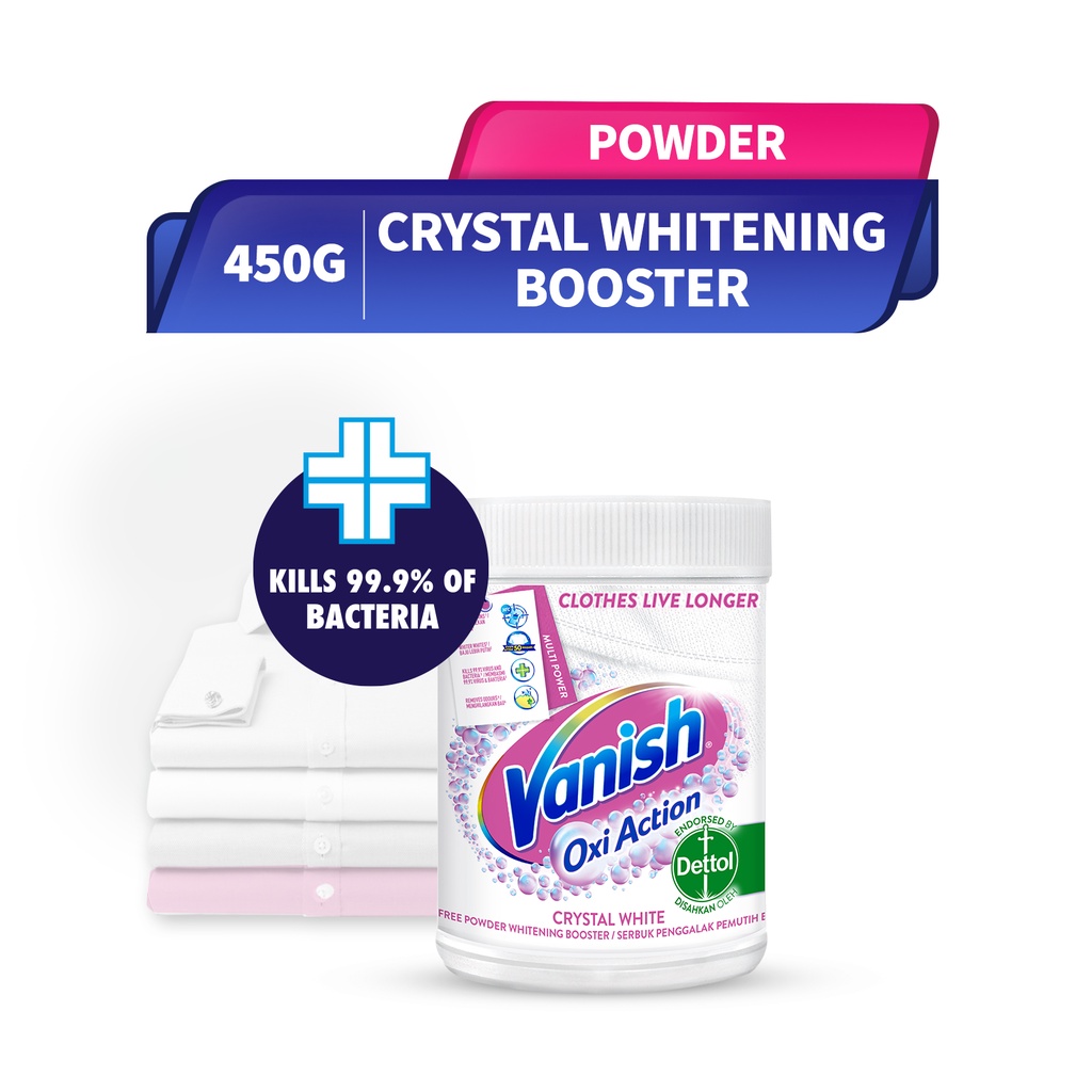 Vanish Crystal White Fabric Stain Remover Powder (450g) | Shopee Singapore